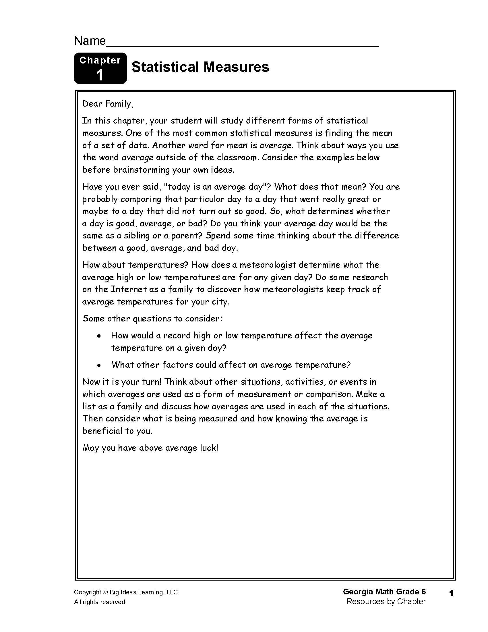 Georgia Math Family Resources